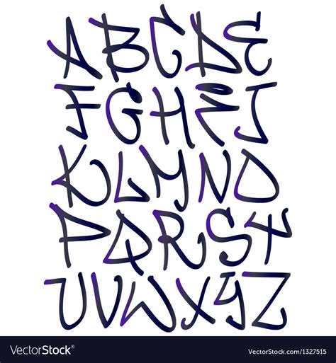 Graffiti Font Alphabet Letters Hip Hop Type Vector Image