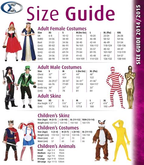 Rg Costumes Size Chart