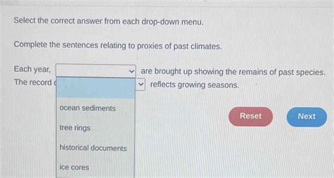 solved select the correct answer from each drop down menu complete