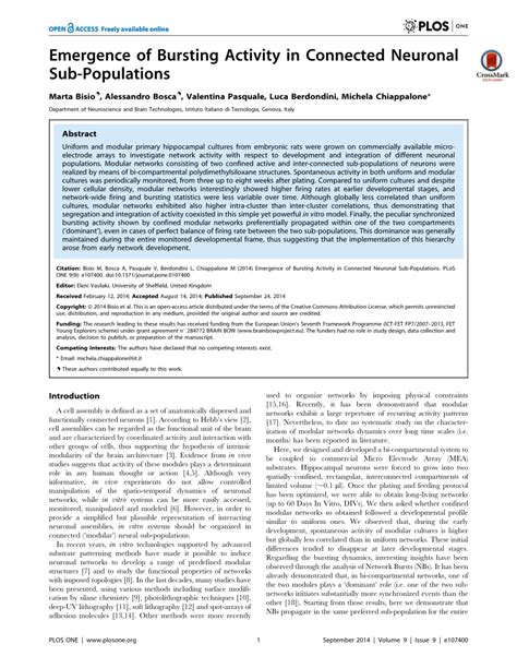Pdf Emergence Of Bursting Activity In Connected Neuronal Sub Populations