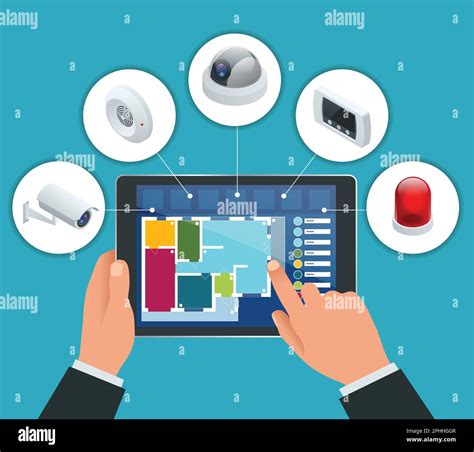 Isometric Alarm System Home Home Security Security Alarm Keypad With Person Arming The System