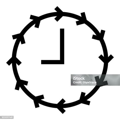 화살표와 시계 바늘이 있는 평면 스타일의 시계 아이콘입니다 근무일 중 시간 제어를 위한 시계 아이콘입니다 웹 사이트 디자인 프리젠 테이션 앱 Ui에서 픽셀 퍼펙트 타임