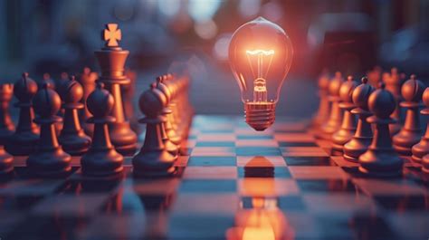A Chess Board With A Light Bulb In The Middle Premium Ai Generated Image