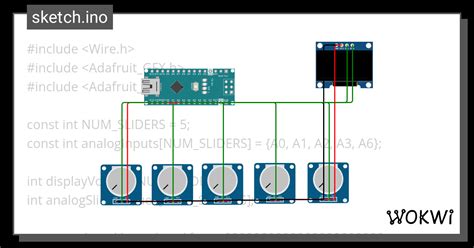 Deej Display 5 Pots Wokwi ESP32 STM32 Arduino Simulator