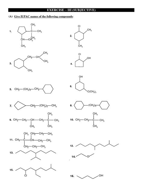 Iupac Exercise 3 Download Free Pdf Molecules Chemistry