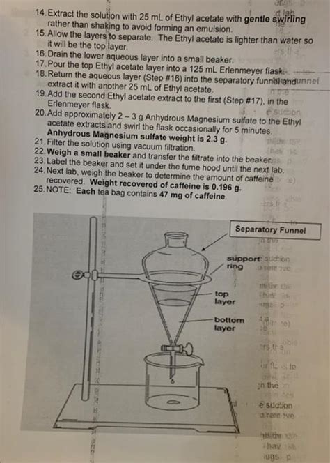 Solved Extraction Of Caffeine From Tea Loosely Adapted From