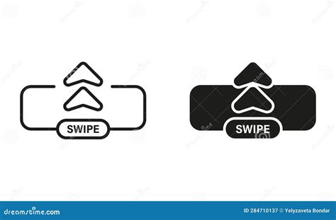 Slide Drag Button Line And Silhouette Color Icon Set Swipe Up Button Arrow Creative Symbol