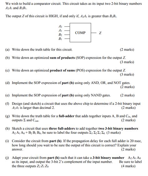 Solved We Wish To Build A Comparator Circuit This Circuit Chegg