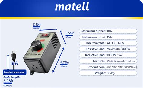 Motor Speed Controller Ac 120v 15a Variable Adjuster For Electric Fan Router Duct