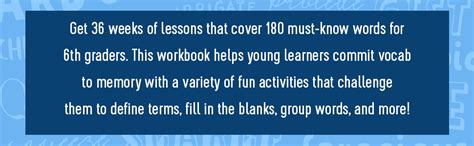 The Vocabulary Workbook For 6th Grade Weekly Activities To