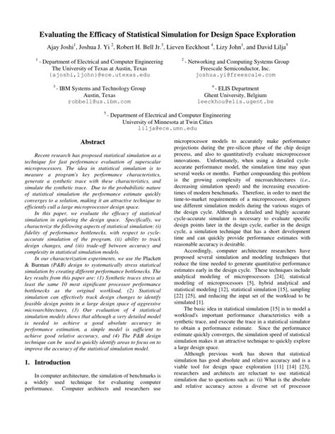 Pdf Evaluating The Efficacy Of Statistical Simulation For Design