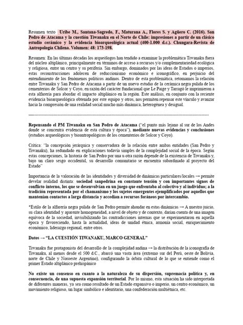Resumen Texto Uribe Et Al 2016 Pdf Sociedad Cerámica