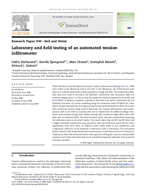 Pdf Laboratory And Field Testing Of An Automated Tension Infiltrometer