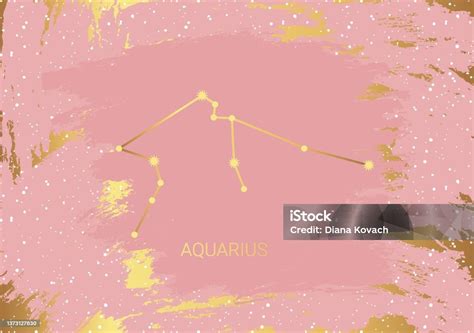 골드 물병자리 별 브러쉬의 손으로 그린 카드 별자리 천체 공간 조디악 별자리 기호 스타 점성술 점성술 기호 아이콘 매직 스페이스 은하 벡터 스케치 일러스트레이션 1위에 대한