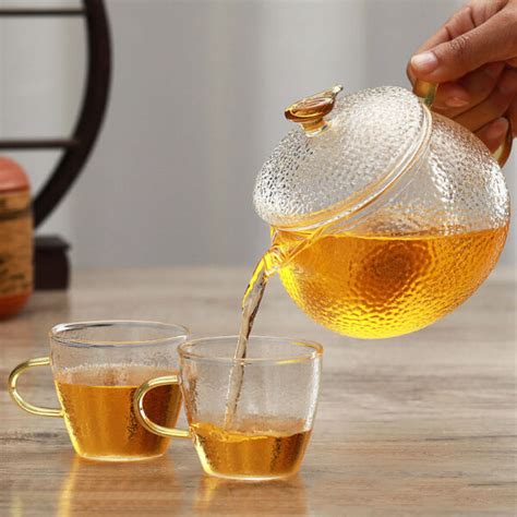 500ml Hammered Pattern Household Heat Resistant Glass Teapot Set Vmara Glass