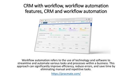 Ppt Crm With Workflow Workflow Automation Features Crm And Workflow