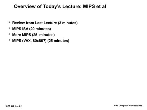 Ppt Cpe 442 Computer Architecture And Engineering Mips Instruction