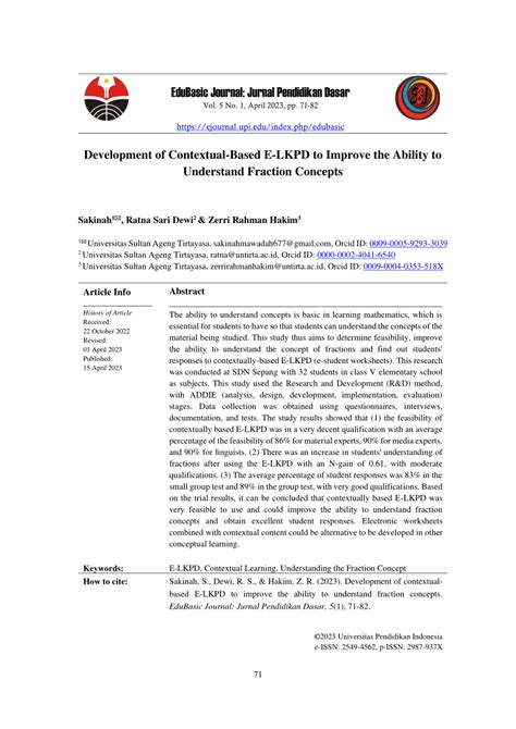 Pdf Development Of Contextual Based E Lkpd To Improve The Ability To