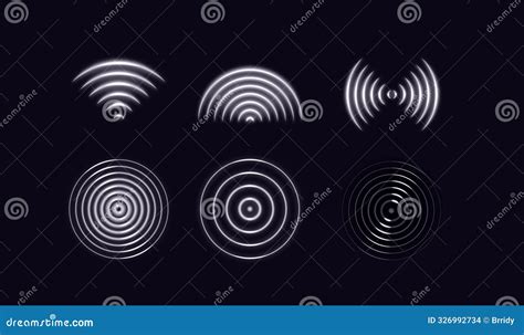 Abstract Wifi Signal Waves Sound Effect Icon Vector Glow Light Radar Stock Vector
