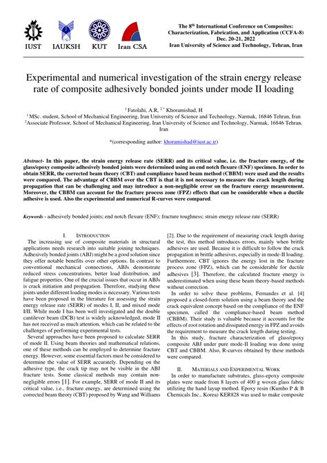 Pdf Experimental And Numerical Investigation Of The Strain Energy Release Rate Of Composite