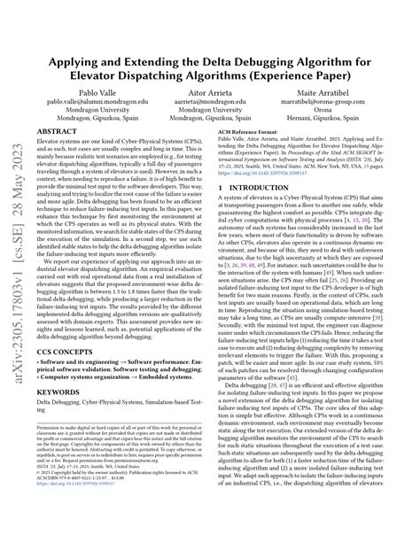 Pdf Applying And Extending The Delta Debugging Algorithm For Elevator Dispatching Algorithms