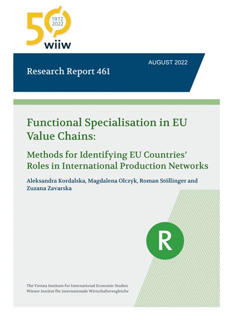 Pdf Functional Specialisation In Eu Value Chains Methods For