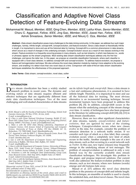 pdf classification and adaptive novel class detection of feature