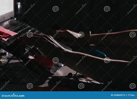 Female Hacker At Laptop Online At Night Cyber Security Concept Stock Image Image Of