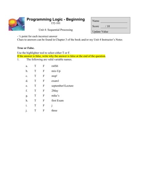 Calculations Worksheet