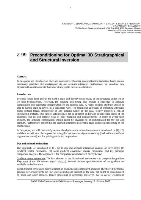 Pdf Preconditioning For Optimal 3d Stratigraphical And Structural Inversion