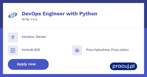 Oferta Pracy Devops Engineer With Python Sii Sp Z Oo Katowice