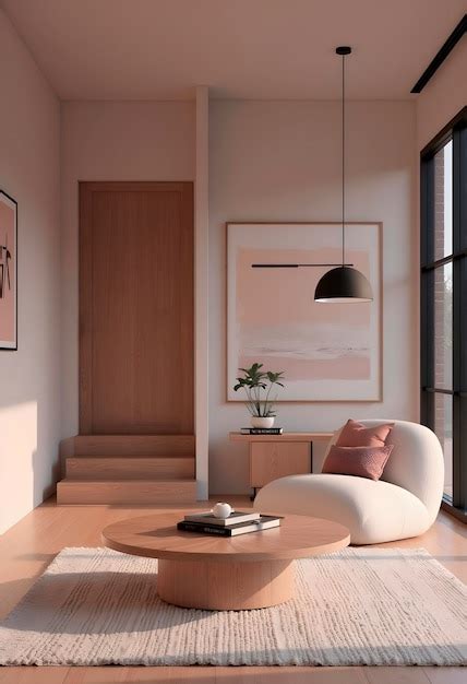 3d рендеринг дизайна интерьера минимальная концепция Ai сгенерированное изображение