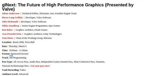 Looking For Valves Glnext Presentation On The Gdc Schedule And Noticed Who Else Is Presenting