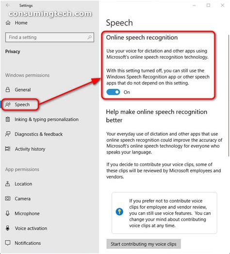 Enable Disable Online Speech Recognition Windows