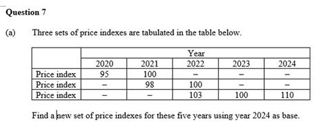 solved help question 7 a ﻿three sets of price indexes are