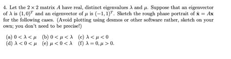 Solved 4 Let The 2×2 Matrix A Have Real Distinct