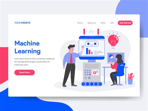 Landing Page Template Of Machine Learning Illustration Concept Isometric Flat Design Concept Of