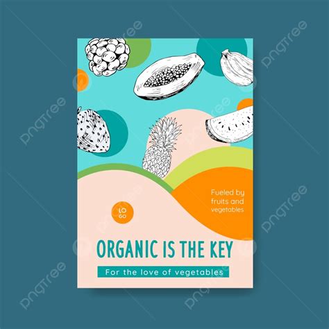 브로셔 및 광고 수채화 벡터 일러스트 레이 션에 대 한 채식주의 음식 개념 디자인 포스터 템플릿 템플릿 Psd 다운로드 디자인 자료 다운로드