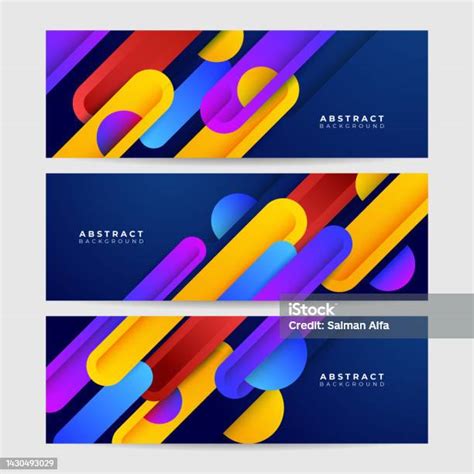 현대적인 다채로운 추상 기하학적 배너 배경 사각형 삼각형 원 및 기하학적 모양의 기술 배너 디자인 벡터 추상 그래픽 디자인 배너 패턴 배경 템플릿 0명에 대한 스톡 벡터