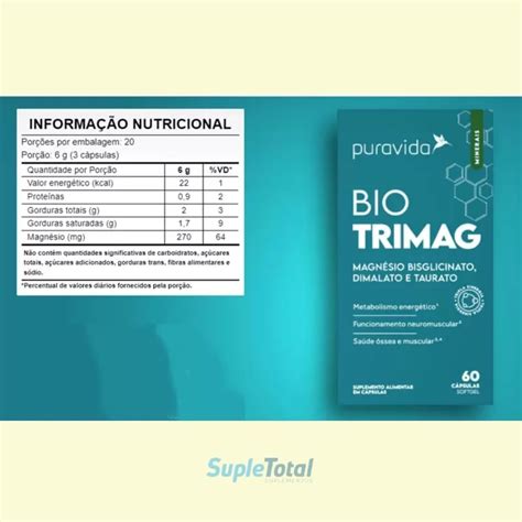 Bio Trimag 60 Cápsulas Puravida Lifetime