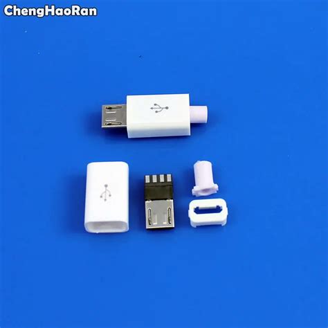 ChengHaoRan Pcs Lot DIY Micro USB Male Plug Connectors Kit Covers White Black Brand New Micro