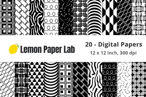 Unique Black And White Geometric Patterns Graphic By Lemon Paper Lab