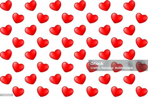 투명한 배경에 고립 된 빨간 하트가 있는 완벽 한 패턴입니다 사랑의 상징 행복한 발렌타인 데이에 가장 적합합니다 벡터 일러스트 레이 션 2월에 대한 스톡 벡터 아트 및 기타