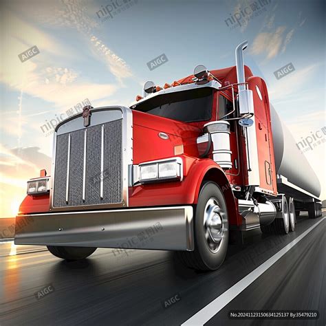 Ai创作图素材大货车 大卡车效果图 红色大车 红色大货车 大货车效果图 红色的卡车 卡车油罐车 红色大卡车 卡车效果图 重型交通运输工具 交通运输物流 轿车物流素材 马路重型卡车 交通运输货物