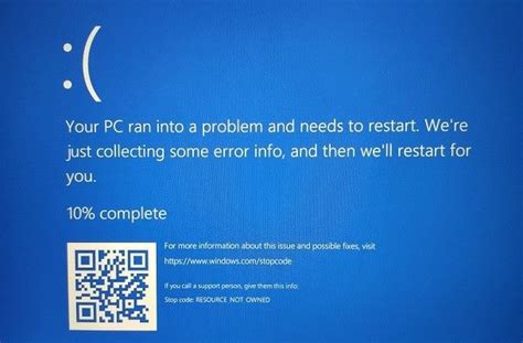 the error screen for windows 10