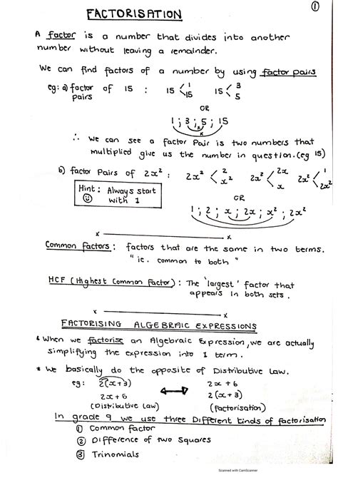 Solution 9 Math Factorisation Notes Studypool