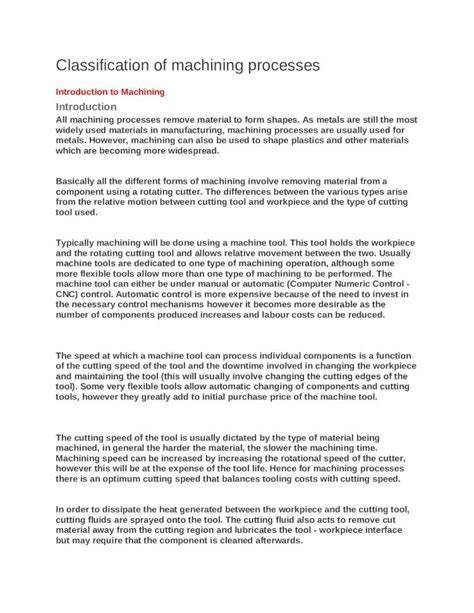 Doc Classification Of Machining Processes Dokumentips