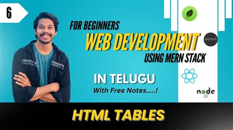 Html Tables Tutorial In Telugu Rows Columns Borders And Table Tags