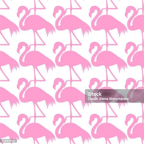 원활한 플라밍고 패턴 벡터 일러스트레이션 핑크 플라밍고 무늬 화이트 배경 여름 배경 화면 배경 만화 벡터 일러스트 레이션 귀여운에 대한 스톡 벡터 아트 및 기타 이미지