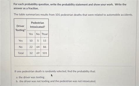Solved For Each Probability Question Write The Probability Chegg Com
